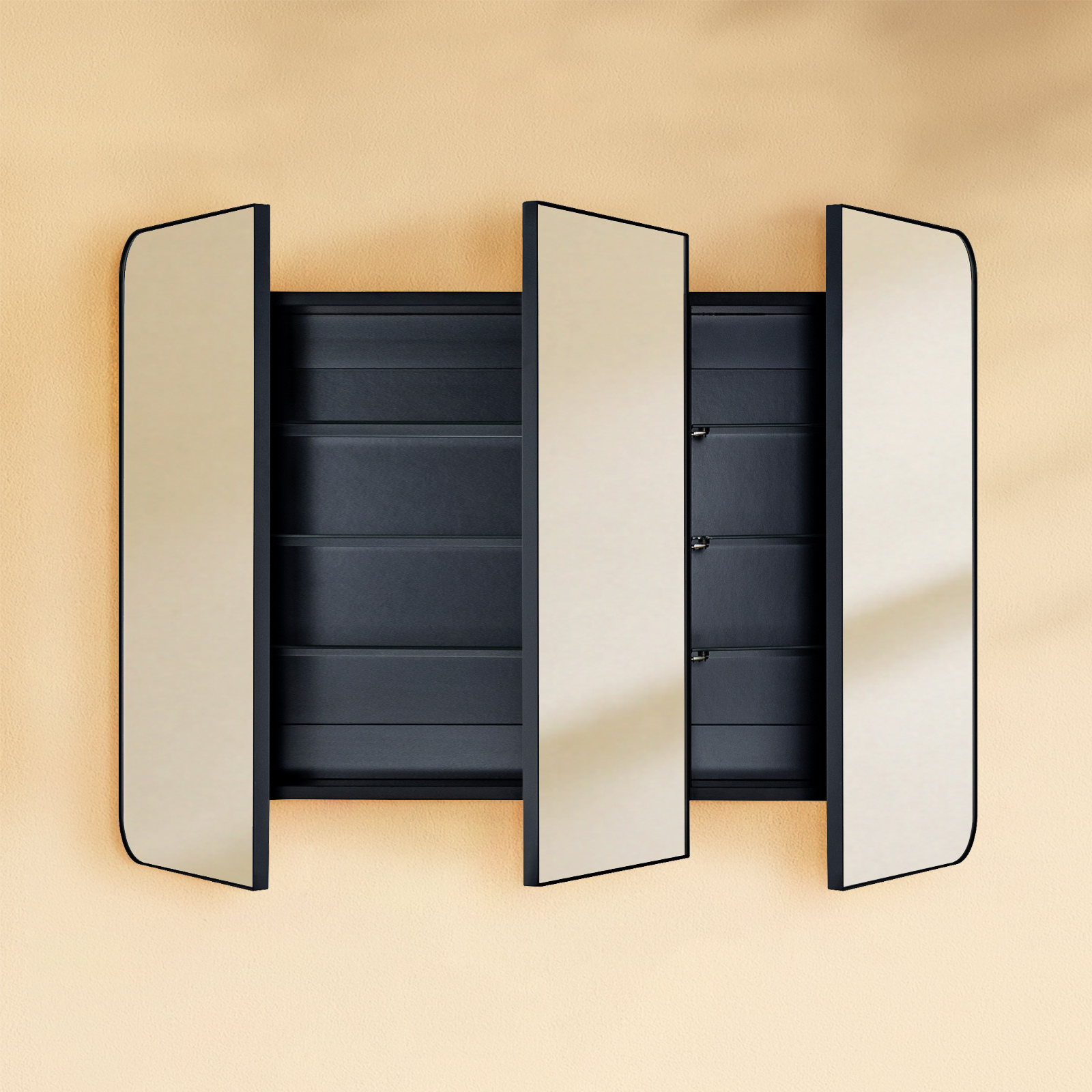 Best Modern Rectangle Metal Triple Door Medicine Cabinet with Mirrors ...